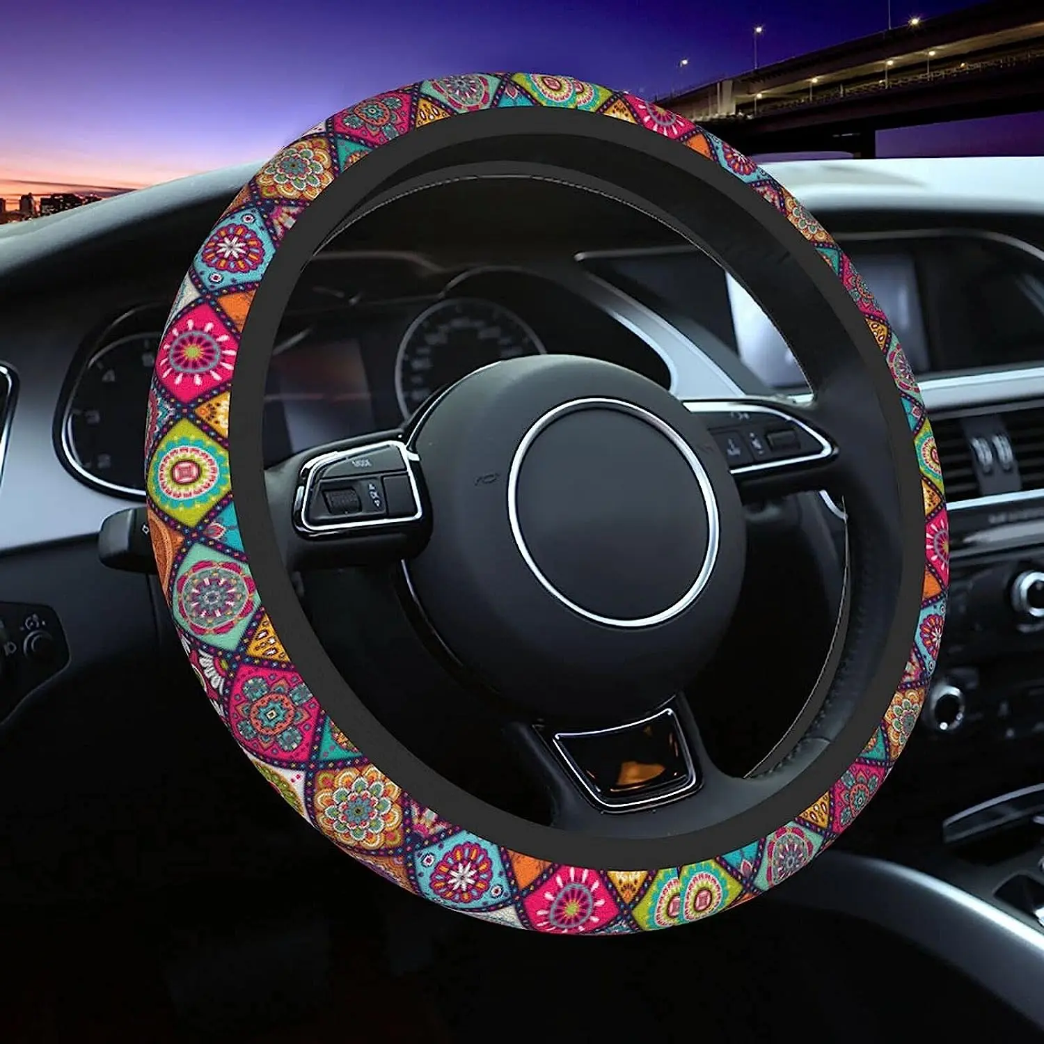 Mandala-Cute-Steering-Wheel-Cover-15-Inch-for-Women-Girl-Car-SUV-Funny ...