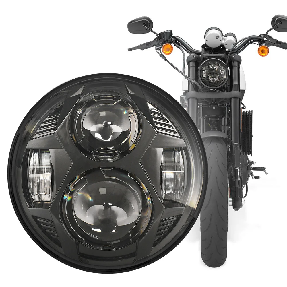 51W-Black-5-75-Inch-LED-Motorcycle-Projector-Headlight-DRL-Hi-Lo-Beam ...