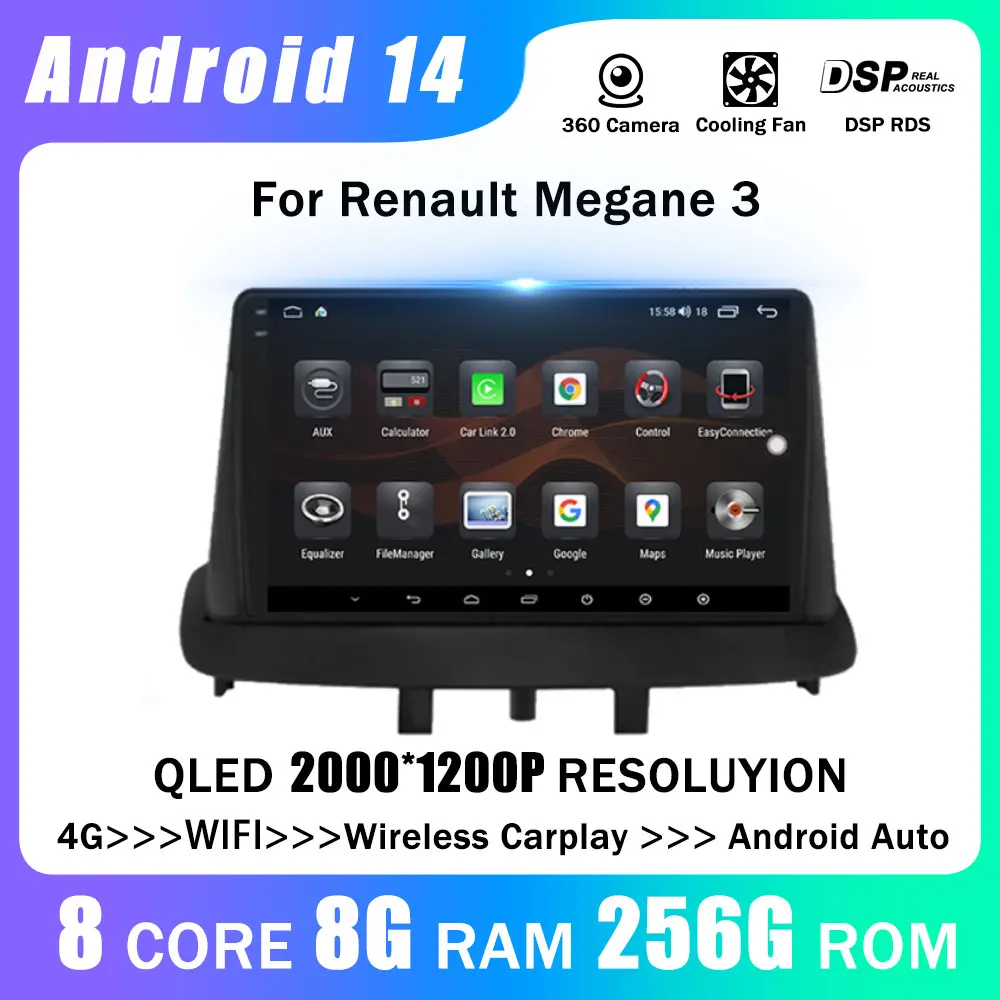 For-Renault-Megane-3-Fluence-2008-2014-Android-14-Car-Radio-Carplay ...