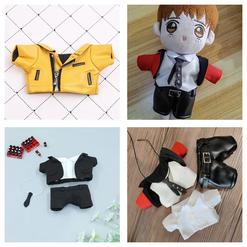 Lovely Leather Clothes for 20cm Plush Doll Toy 4pcs / Set Red Black ...