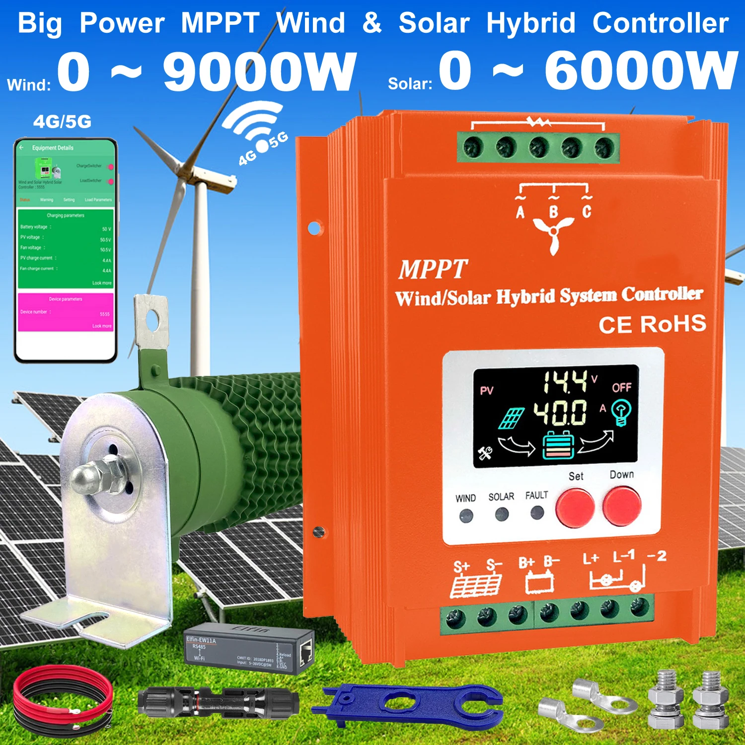 2000W-3000w-5000w-Hybrid-MPPT-Wind-Solar-Charge-Controller-12V-24V-48V-Regulator-wifi-Android ...