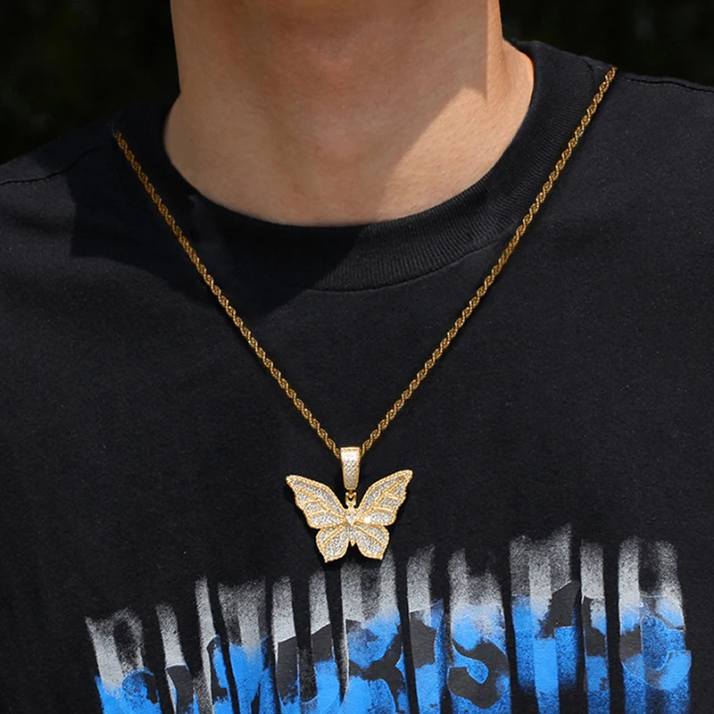 Huitan-Hyperbole-Butterfly-Necklace-for-Women-Men-Long-Twist-Chain ...