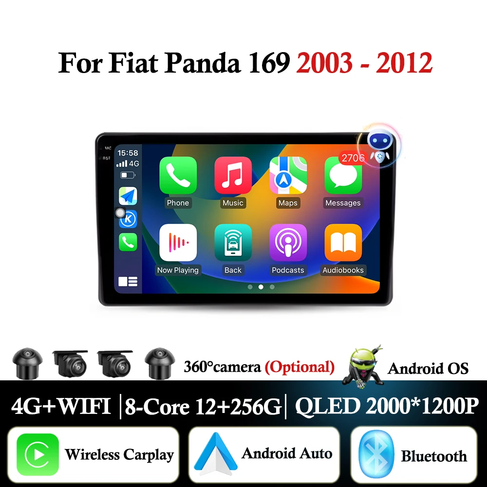 Android Auto Carplay Car Radio Multimedia Player For Fiat Panda 169 ...