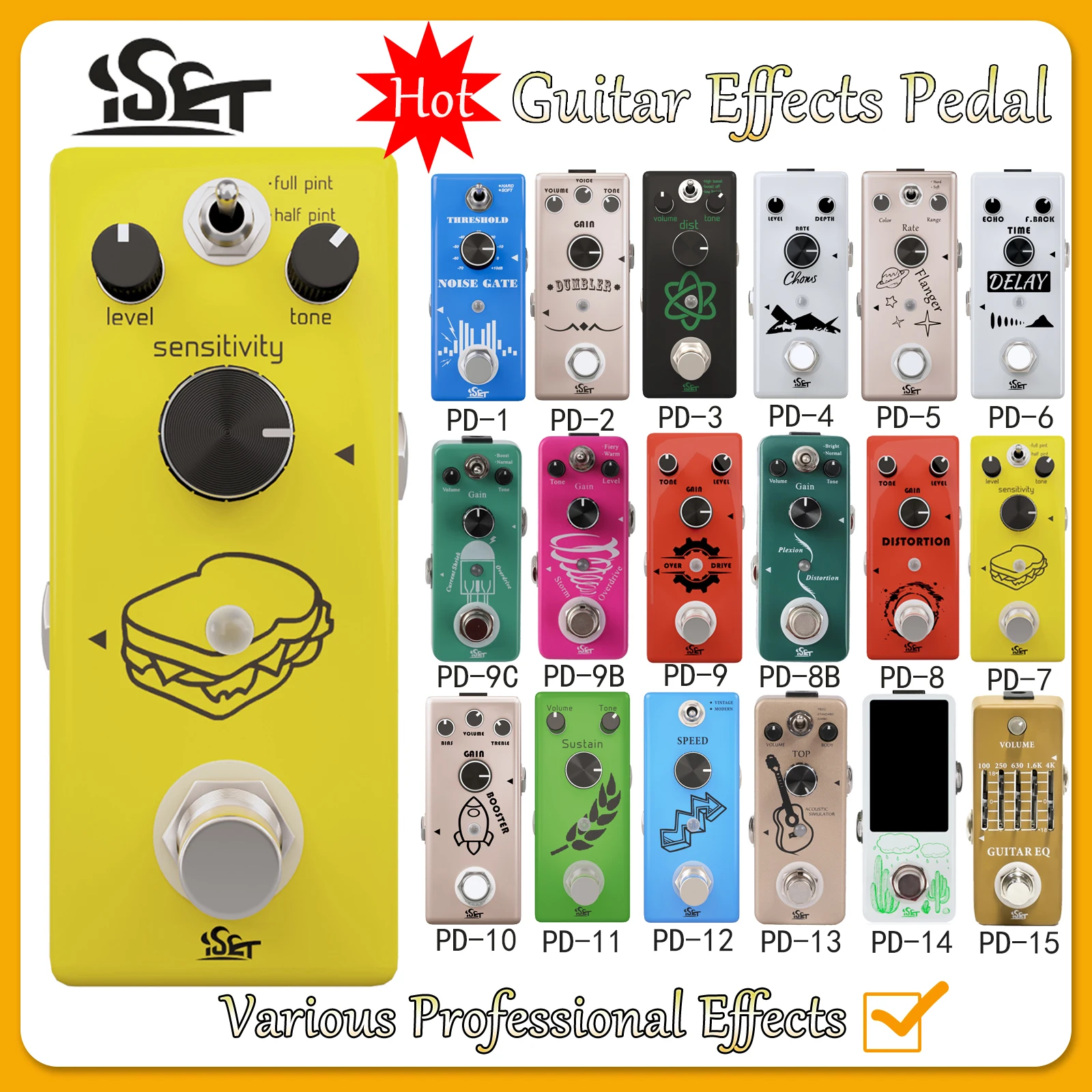 ISET-Electric-Guitar-Effects-Pedal-True-Bypass-Compressor-Fuzz ...