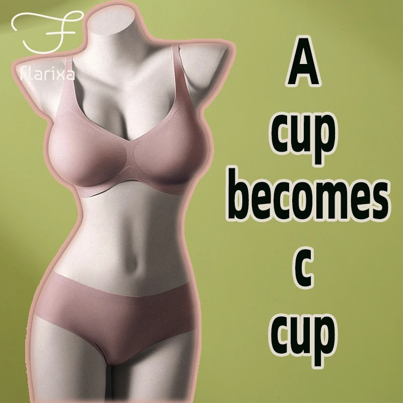 Flarixa Outer Expansion Underwear Seamless Gather Side Breast Thick Underwear Seamless No Steel ...