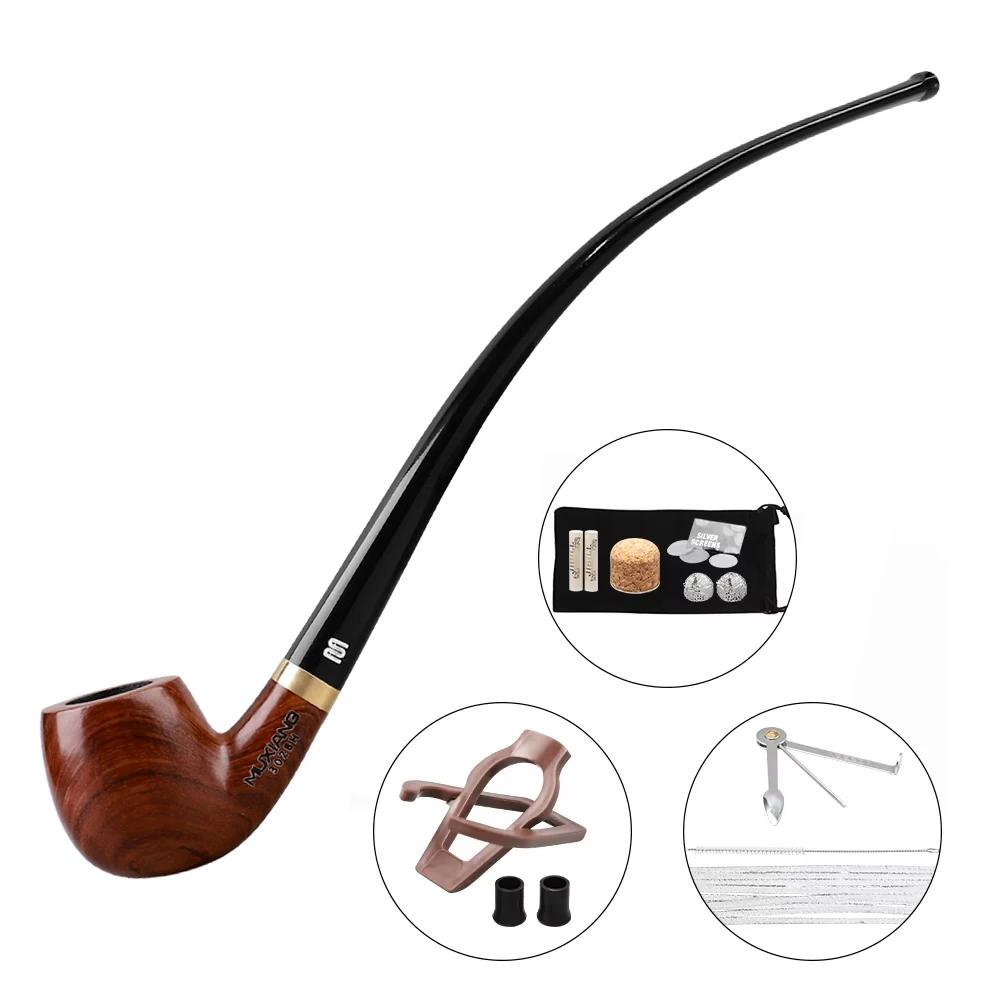 JIBILL long handle tobacco pipe curved handle church pipe father day ...
