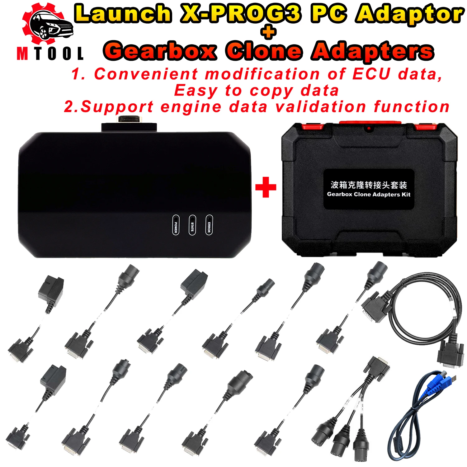 LAUNCH-X431-X-PROG3-PC-Adaptor-PC-Tool-Gearbox-Clone-Connectors-Package ...