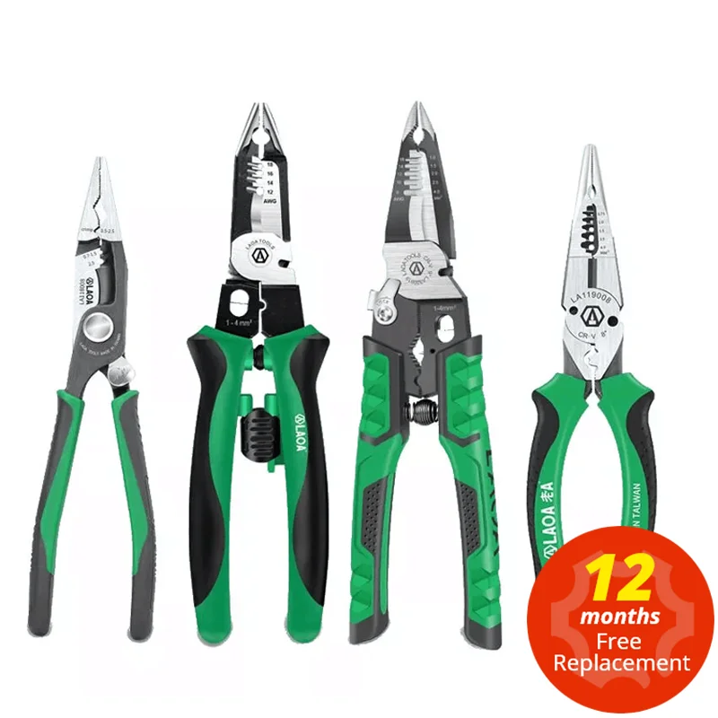LAOA Multifunctional Electrician Pliers Long Nose Pliers Wire Stripper ...