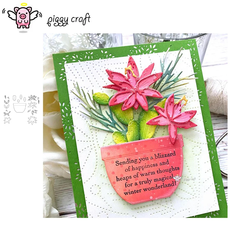 Piggy Craft metal cutting dies cut die mold Cactus flower potted ...