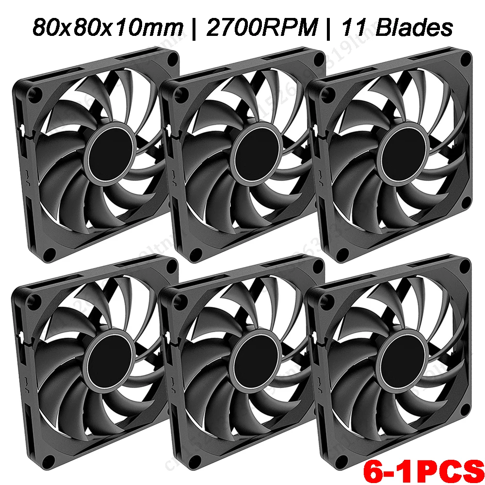 1-6PCS-8CM-PC-Computer-Case-Cooling-Fan-Ultra-thin-4PIN-PWM-Hydraulic ...
