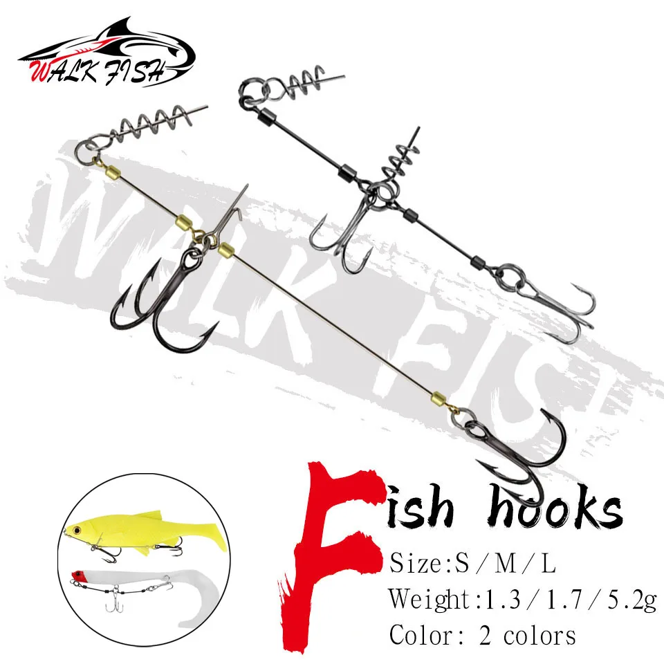 WALK FISH Stinger Fishing Rig Hook for Big Shad Center Pin Screw ...