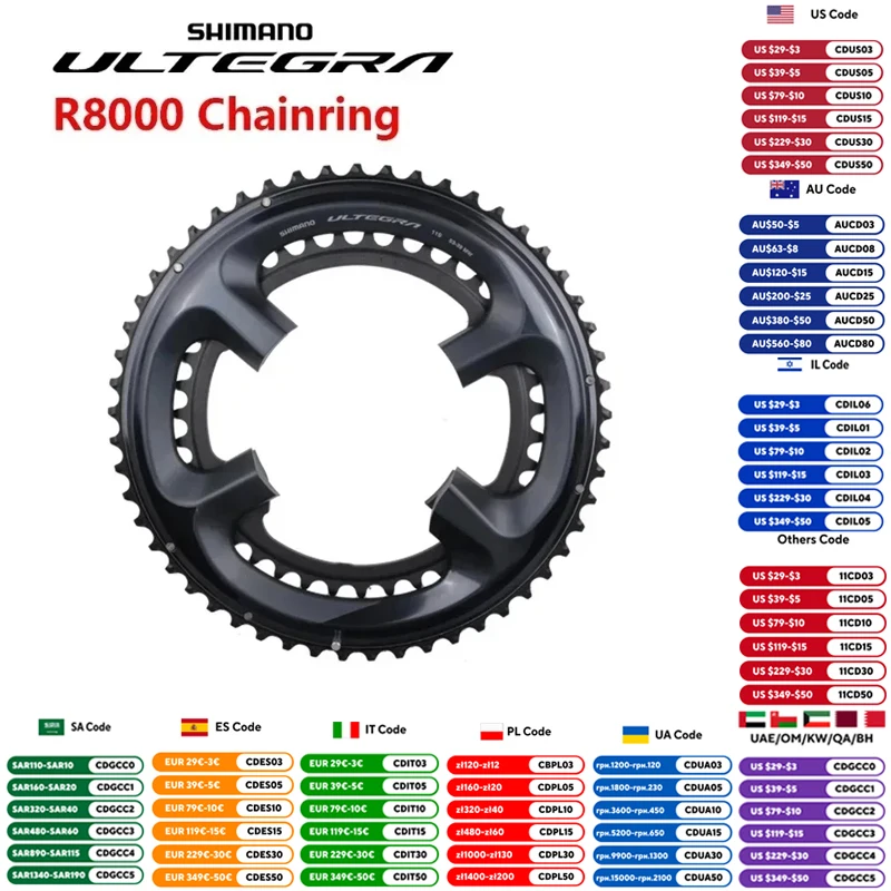 Shimano-ULTEGRA-R8000-Chainring-Crankset-Chainwheel-34T-36T-39T-50T-52T ...