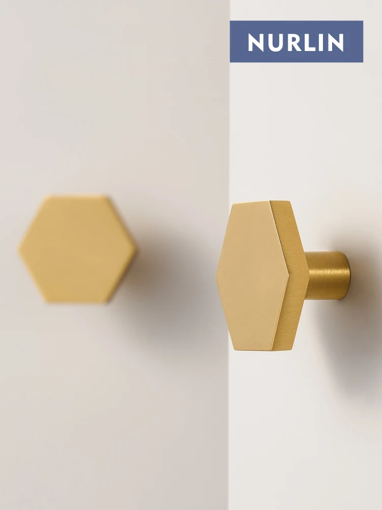 Nurlin Solid Brass Hexagon Cabinet Knobs Wall Clothes Single Hook ...