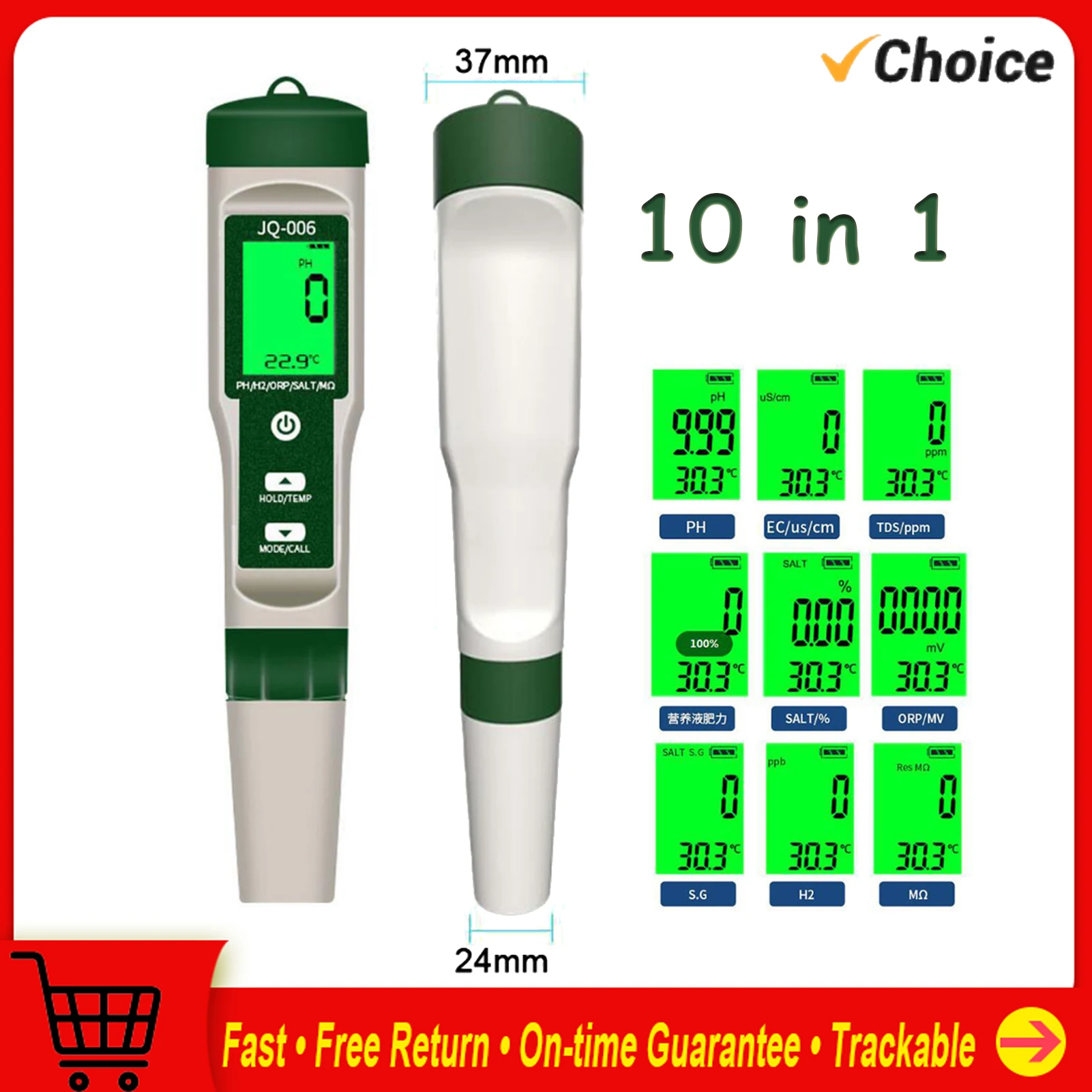 Digital-PH-Meter-10-in-1-Professional-Water-Quality-Monitor-Tester-PH ...
