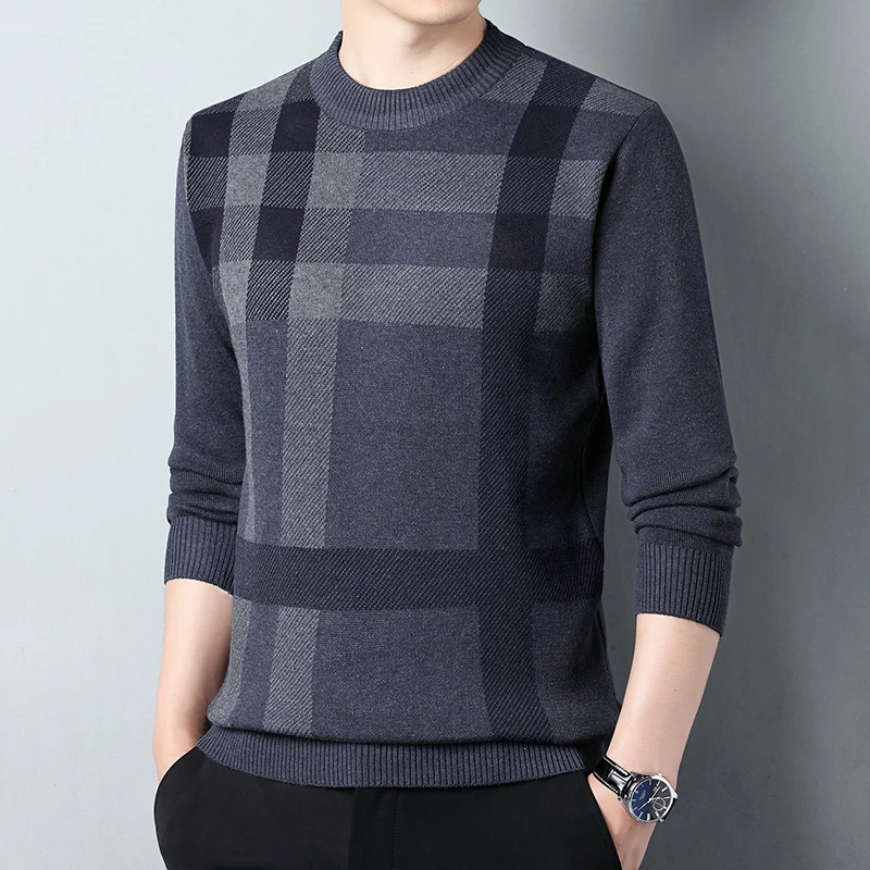 Men's Knitted Pullover Autumn Winter O-Neck Striped Wool Men Sweater ...
