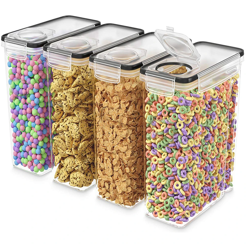 1/4pcs Cereal Containers Storage Set Dispenser Airtight Bpa-free Pantry ...
