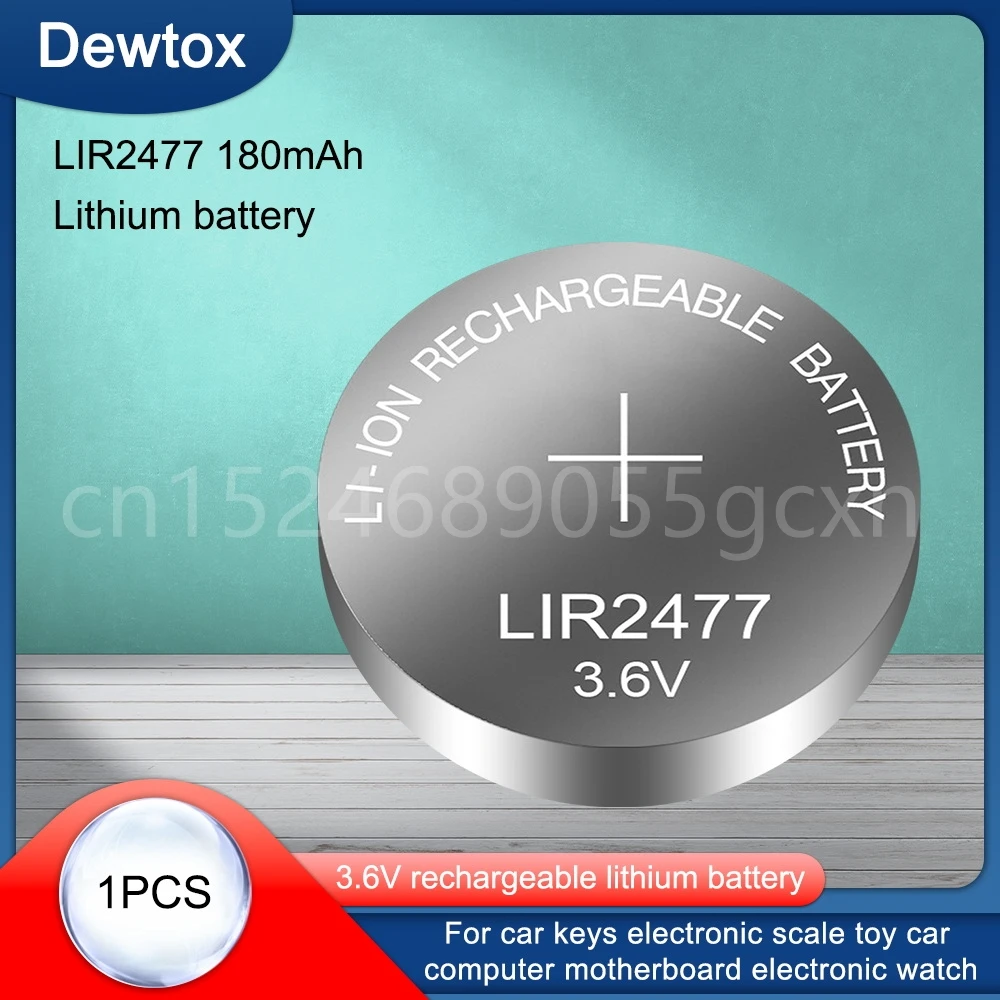 1PCS 3.6V Li-ion Rechargeable Battery LIR2477 Lithium Button Built-in ...