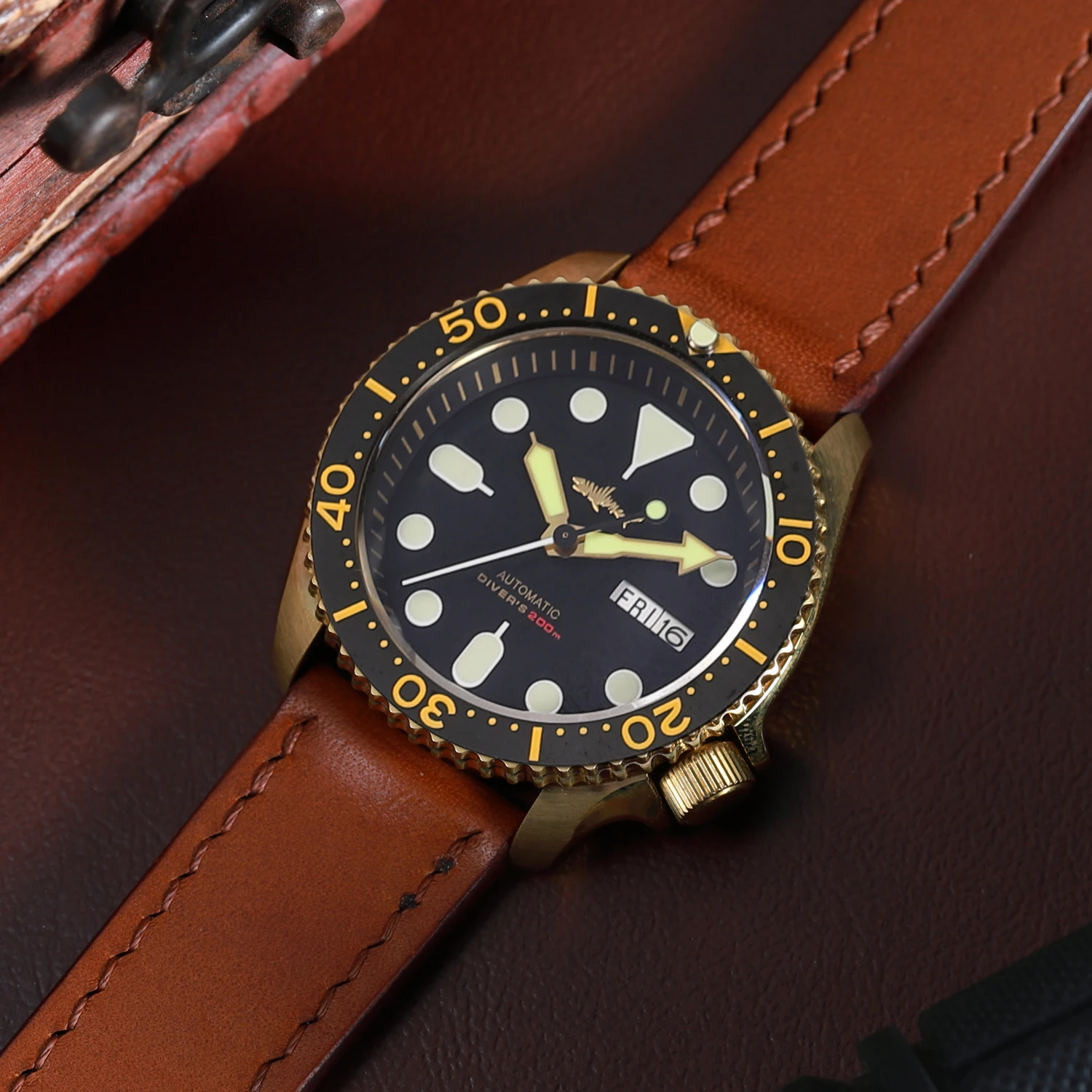 Бронзовые автоматические часы Heimdallr SKX007 для дайвинга, винтажные ...