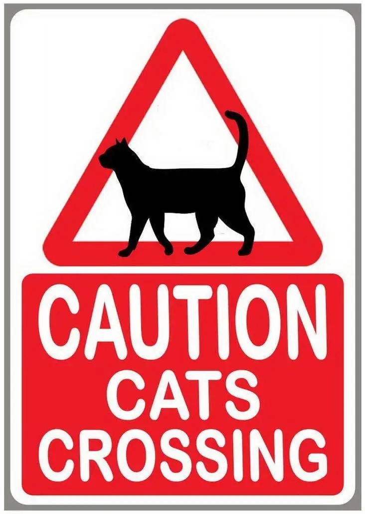 New-Vintage-Metal-Sign-Caution-Cats-Crossing-Notice-Pet-Cat-Dog-Slow ...
