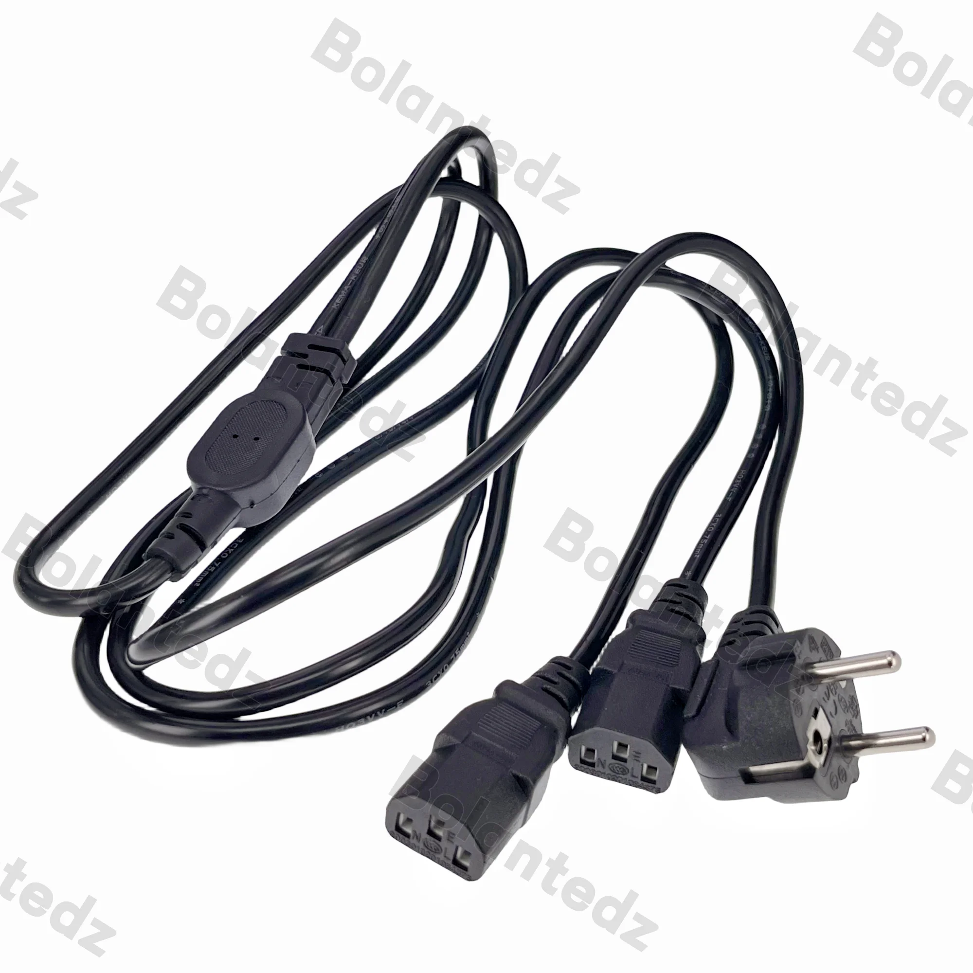 European EU 2 Prong Male Plug to Dual IEC C13 Female Power Extension ...