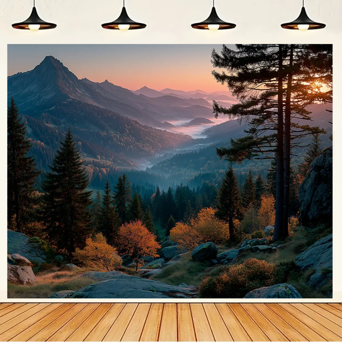 1pc Extra Large Mountain Sunset Tapestry - Oversized European lps-like ...