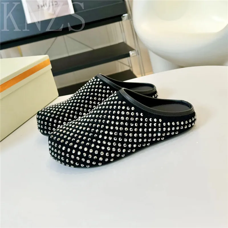 Summer-New-Round-Toe-Classic-Woman-Slippers-Rhinestones-Decor-Genuine ...