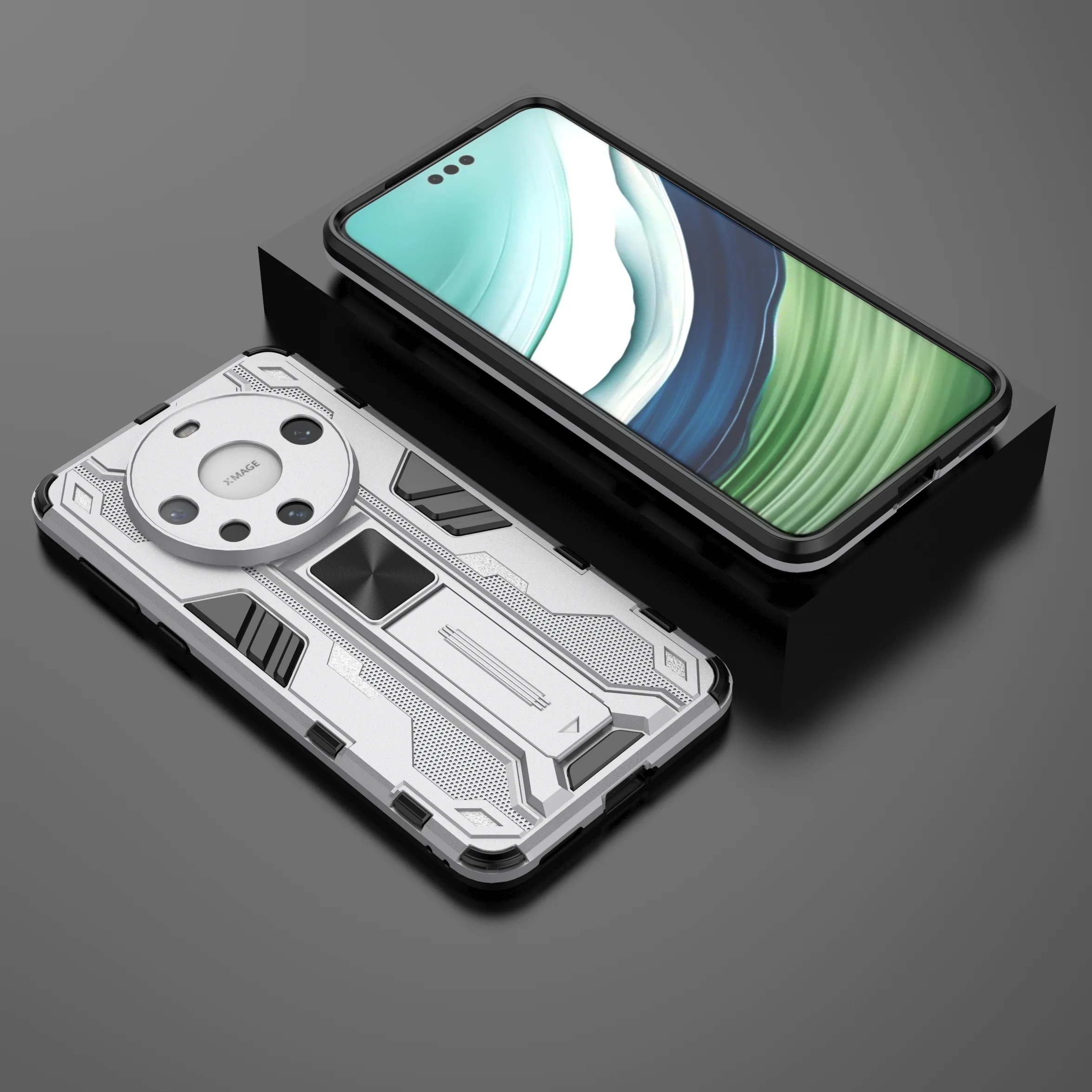 Shockproof Armor Magnetic Case with Holder and Stand - Durable Silicone ...