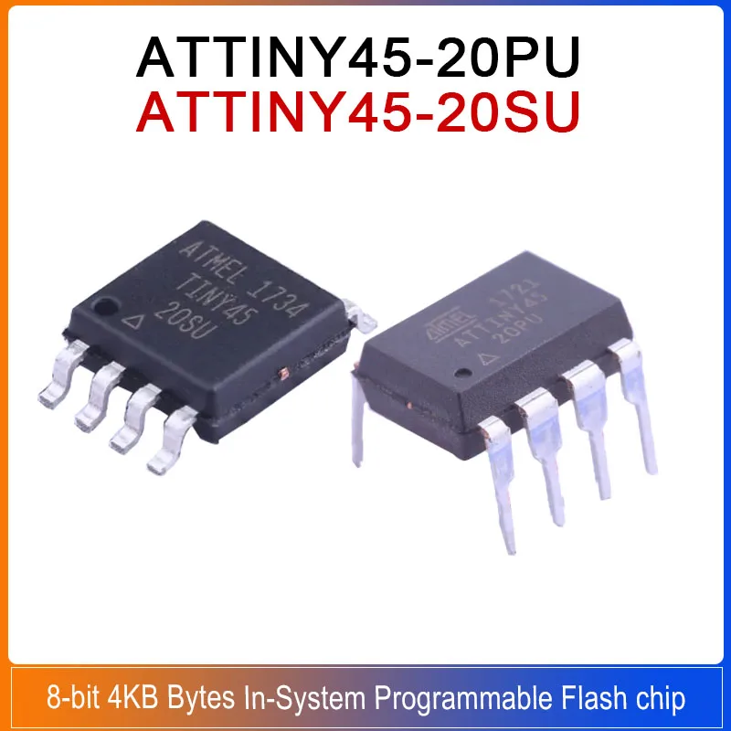 1-5PCS ATTINY45-20PU DIP-8 ATTINY45-20SU SOP-8 ATTINY45 20MHz 8 bits ...