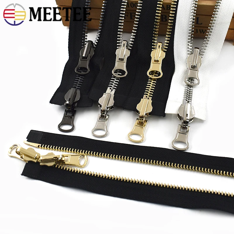 Meetee 5#8# Metal Zipper 70-100cm Open-End Double Sided Reversible ...