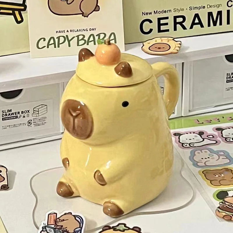 3D-Capybara-Mug-Ceramic-Coffee-Mug-Cartoon-Capybara-Couple-Cup-With ...