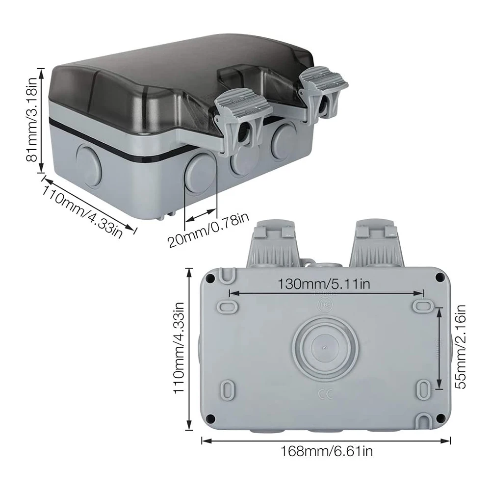 Electrical-Boxes-Switched-Socket-2-Gang-Grey-White-PC-Material-UV ...