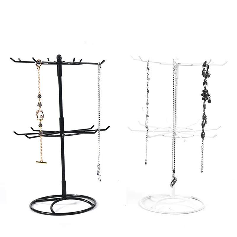 Durable-2-Tier-Rotary-Jewelry-Stand-Rack-Earrings-Necklace-Ring-Display ...