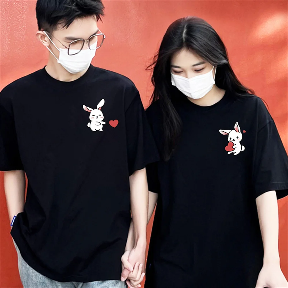 Summer-Fashion-Cartoon-Love-Rabbit-Couple-T-Shirt-For-Boyfriend-Girlfriend-240g-Top-Quality ...