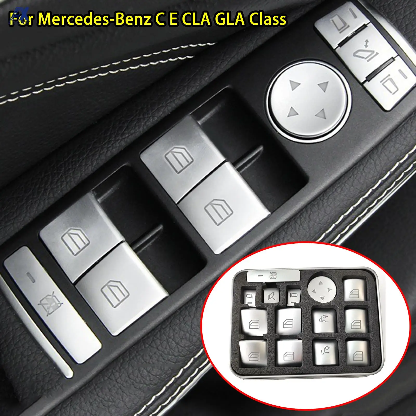 14X-Car-Accessories-Window-Switch-Button-Stickers-For-Mercedes-Benz ...