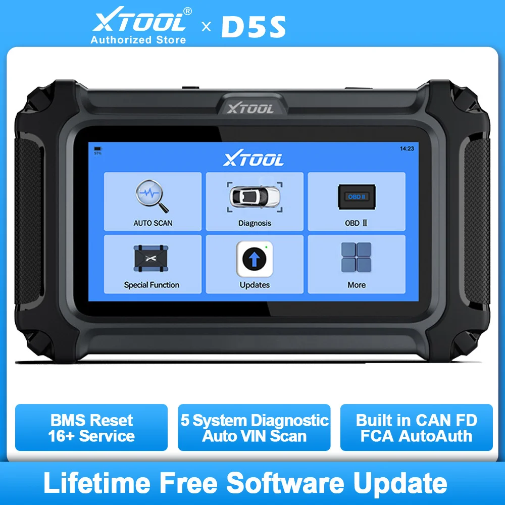XTOOL D5S Car Diagnostic Tools 5 System Auto OBD2 Scanner ECU Reset ABS ...
