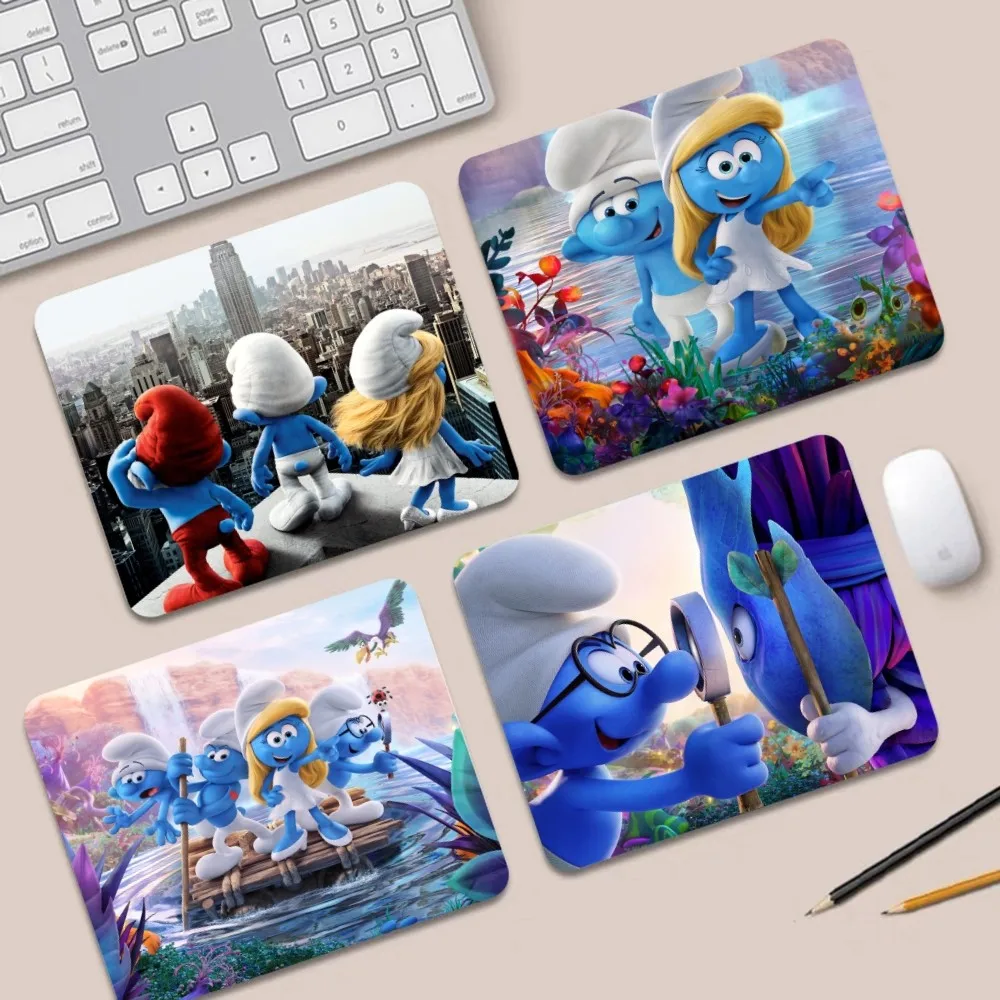 Cartoon-The-S-Smurfs-Mousepad-Round-Custom-Skin-Computer-Desk-Mat-Table ...