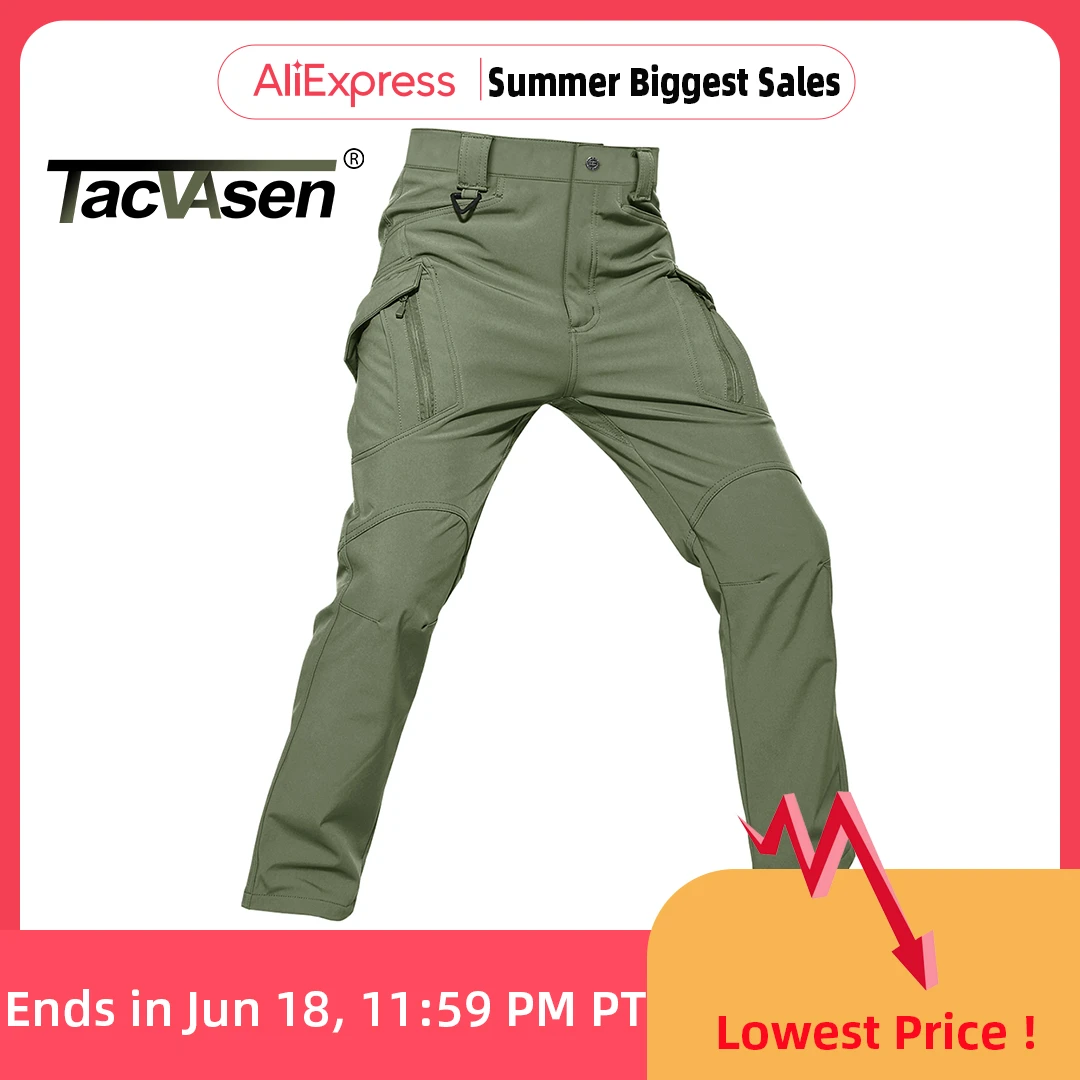 TACVASEN IX9 Winter Softshell Pants Military Tactical Pants Mens Hunt Fleece Cargo Pants ...