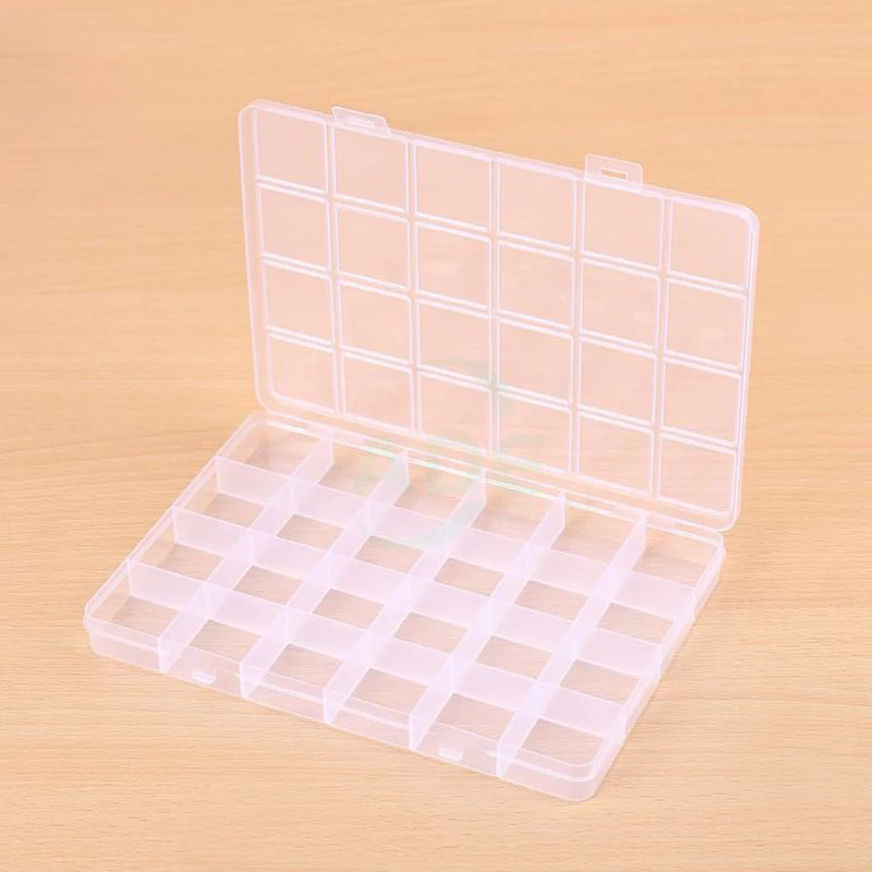 24 Compartments Plastic Box Case Jewelry Bead Storage Container Craft ...
