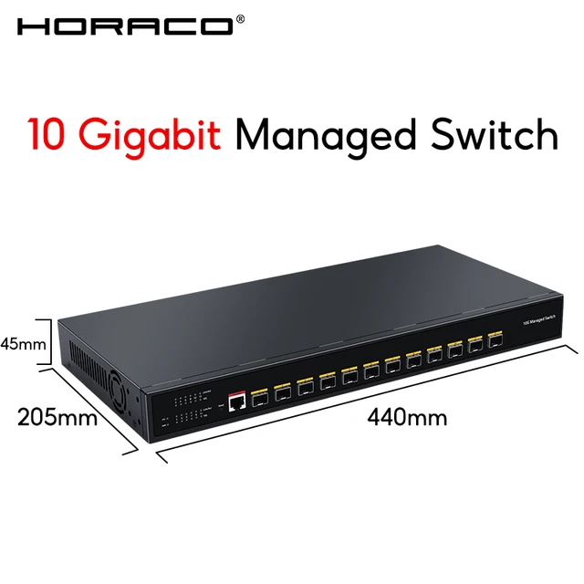 HORACO Switch Ethernet de 10 Gigabit Gerenciado 10000 Mbps Switch de ...