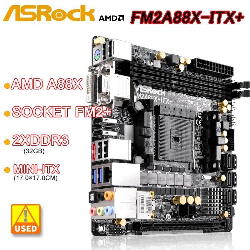 Amd a88x placa mãe asrock FM2A88X ITX + placa mãe soquete fm2/fm2 + 2 × ddr3 32gb dvi hdmi pci e ...