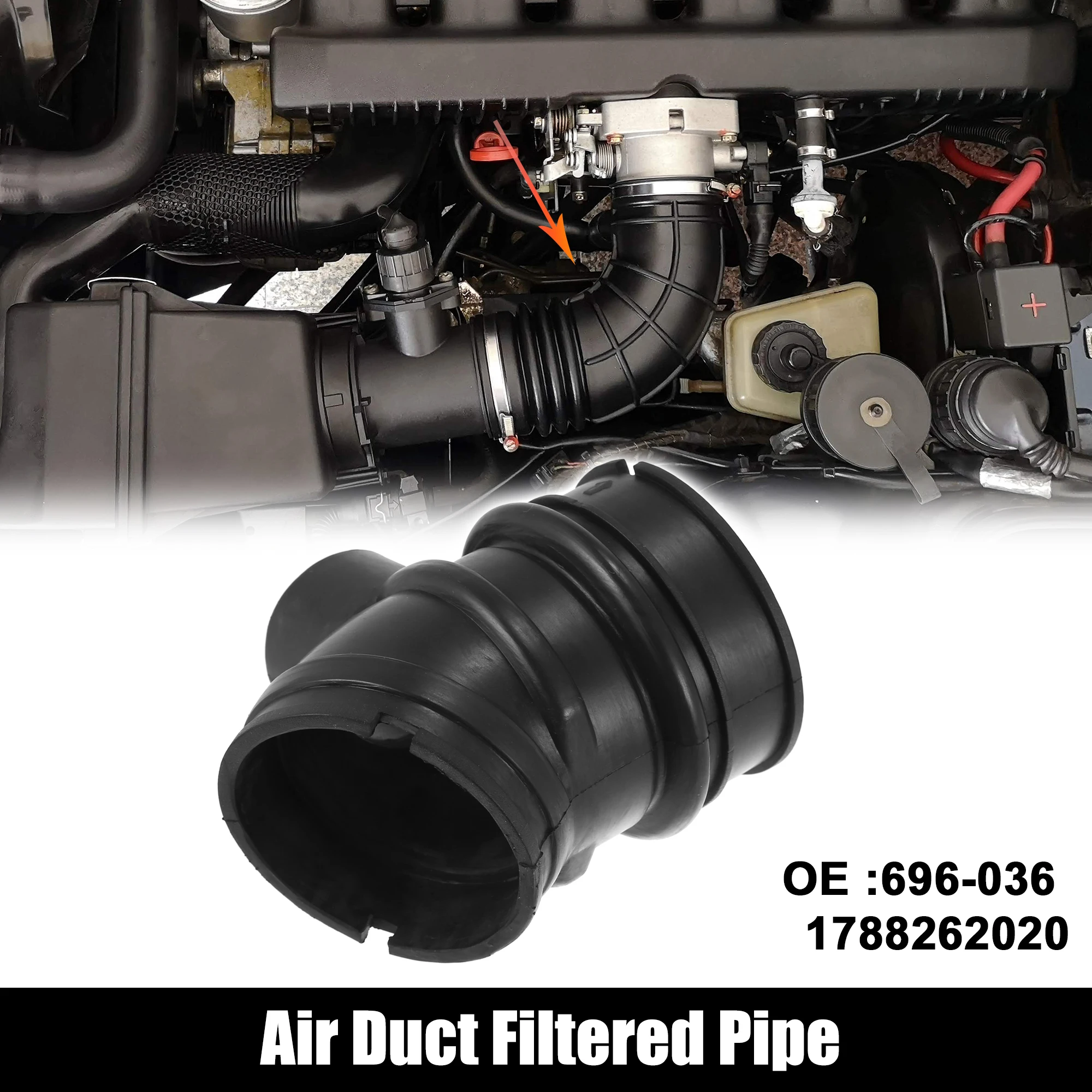 X Autohaux Auto Engine Air Duct Filtered Pipe Air Intake Hose Filter ...