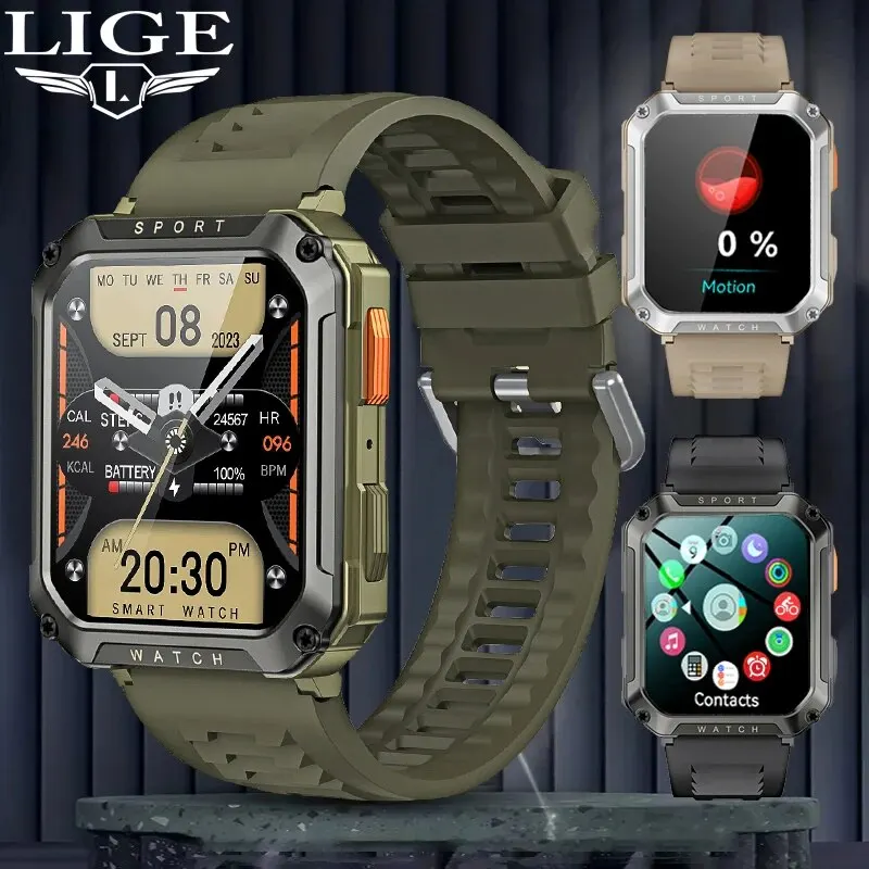 LIGE-Sports-Smartwatch-For-Men-2-01-Inch-Screen-Custom-Dial-Bluetooth ...