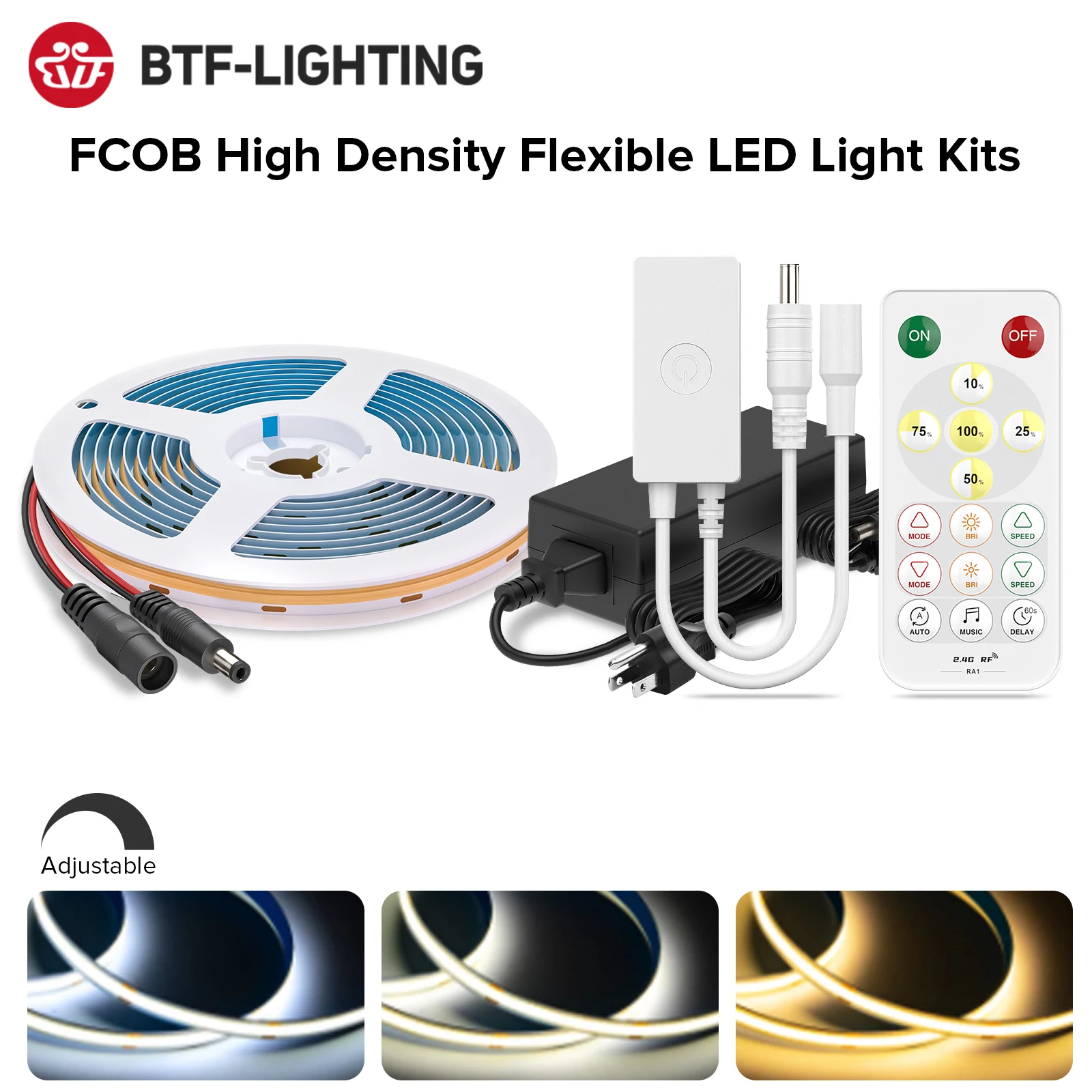 FCOB-Led-Lights-for-Bedroom-RF16-Keys-Dimmable-Full-Set-High-Density ...