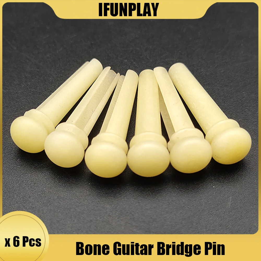 6pcs Real Bone Acoustic Guitar Bridge Pins Original Bone Bridge Pin for ...