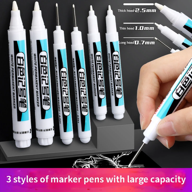 5Pcs-White-Permanent-Marker-Pens-Oily-Waterproof-White-Graffiti ...