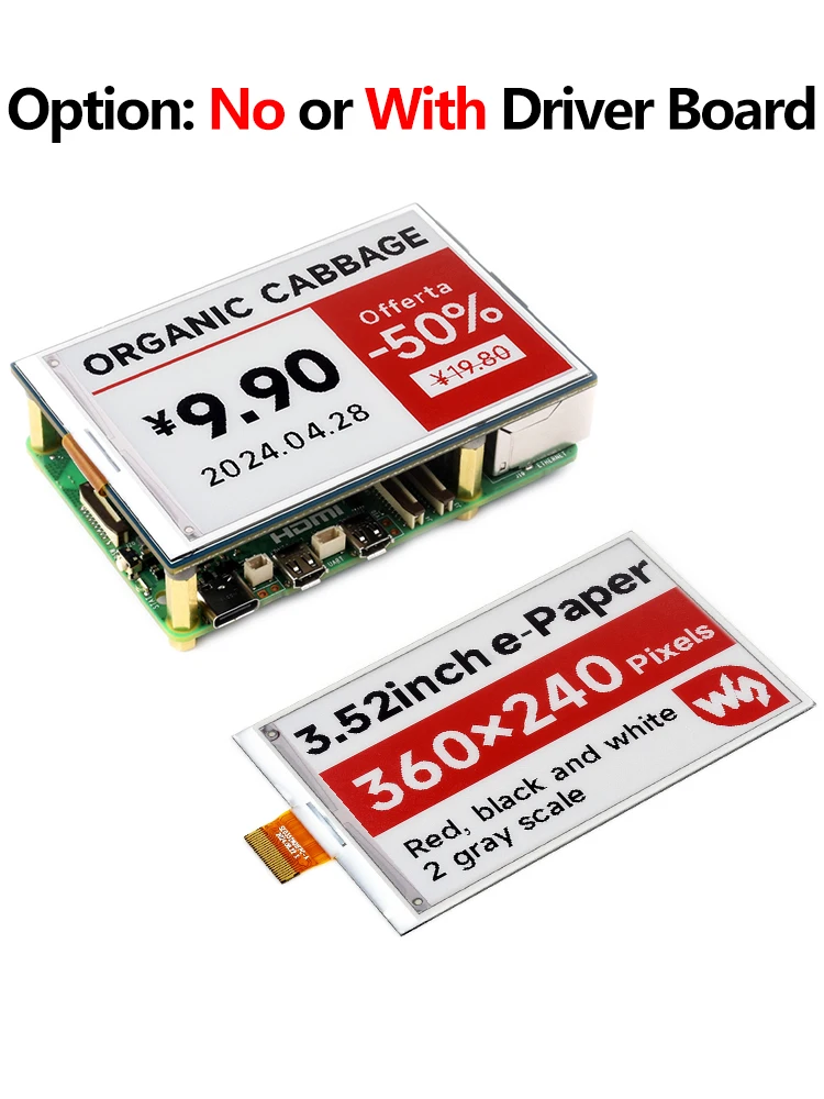 Epaper Display 3.52 Inch E Paper Ink HAT B Option: No Or With Driver ...