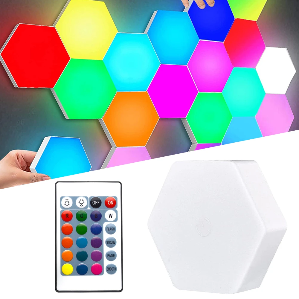 RGB LED Quantum Hexagon Light Touch Sensor Wall Lamp DC 5V Honeycomb ...