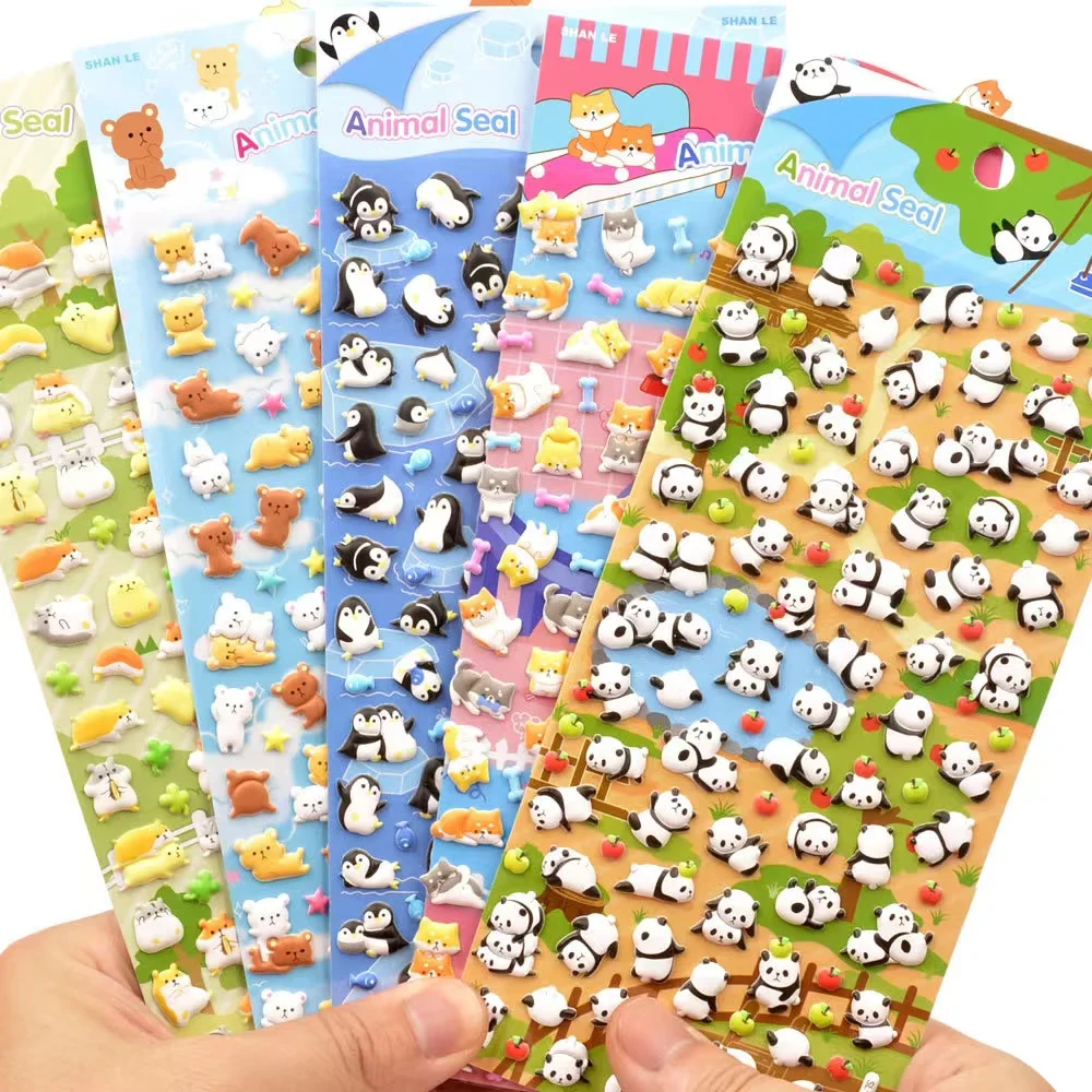 2-Pieces-Kawaii-Cartoon-Puffy-3D-Kids-Stickers-Mini-Animals-Stickers ...