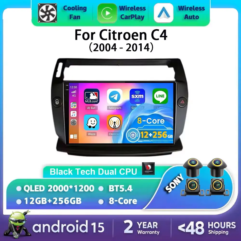 2 Din Android 15 Car Radio For Citroen C4 C-Triomphe Quatre 2004-2014 ...
