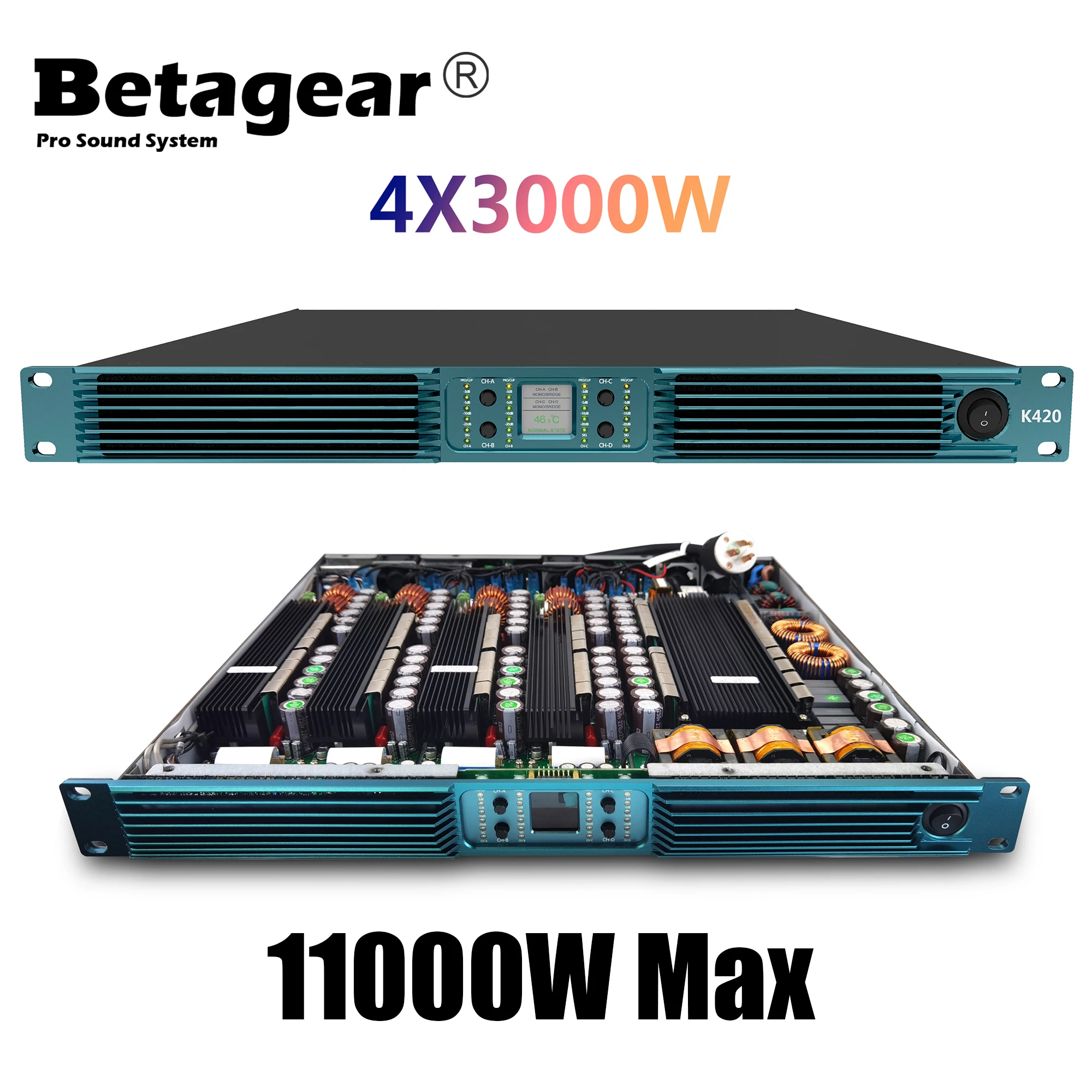 Betagear 4X 3000W Subwoofer Amplifier Aduio Powerful Professional Amps ...